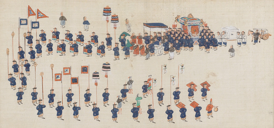 Bonhams : Chinese School. Two Pictures, ink and colour on silk ...