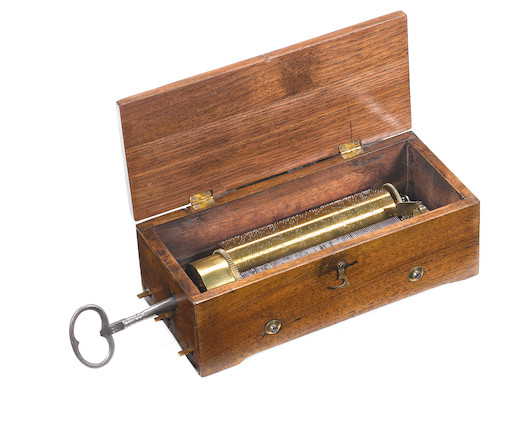Bonhams : A good small early key-wind musical box playing three airs ...