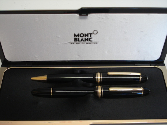 Bonhams : Mont Blanc; A Meisterstuck black fountain pen & biro signed ...