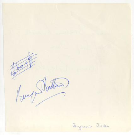 Bonhams : BRITTEN (BENJAMIN) Autograph musical quotation signed, c.1960