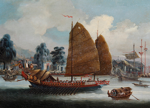 Bonhams : Chinese School, circa 1860 'The Second war junk in the Nan Hi ...