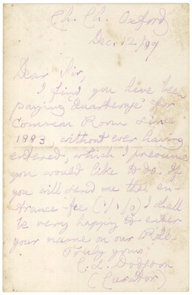 Bonhams : DODGSON (CHARLES LUTWIDGE) 'Lewis Carroll'. Autograph letter ...
