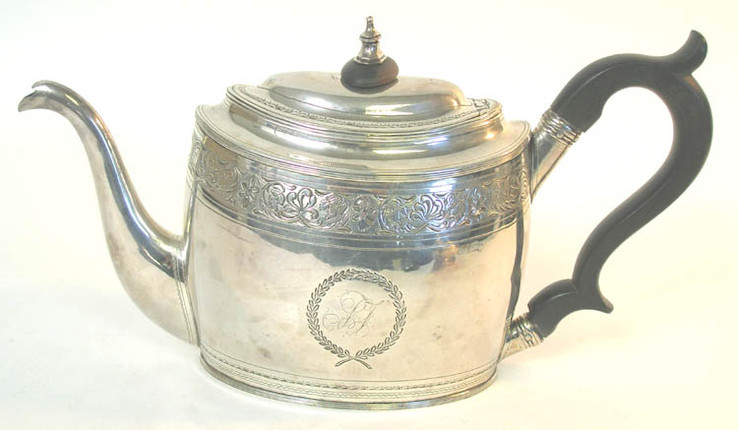Bonhams : A George III silver teapot, makers mark of George Brasier ...