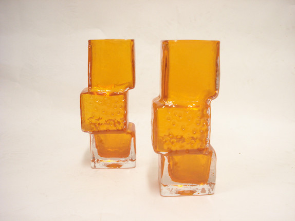 Bonhams : Two drunken bricklayer vases Geoffrey Baxter for Whitefriars