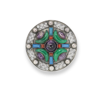 Bonhams : A silver and multi gem-set brooch, by Sybil Dunlop