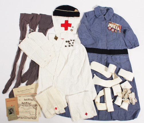 Bonhams : A WWII Red Cross nurses uniform and associated paperwork and ...