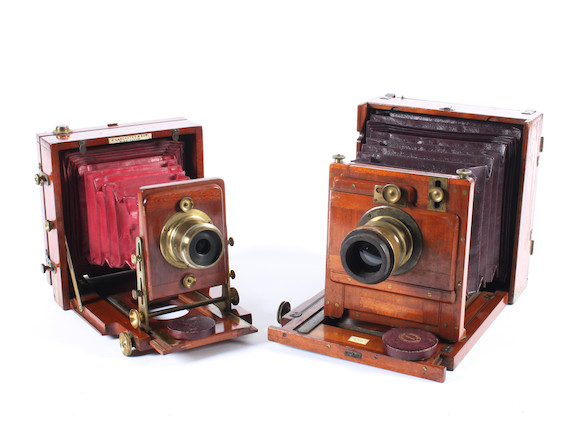 Bonhams : Mahogany and brass field cameras