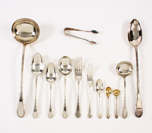 Bonhams : A late Victorian canteen of silver Reed and Ribbon pattern ...
