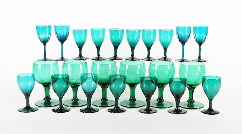 Bonhams A Group Of Green Tinted Glasses 19th Century And Later