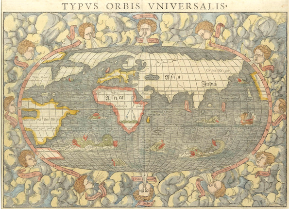 Bonhams : WORLD MUNSTER (SEBASTIAN) Typus orbis universalis, Basel, c.1554