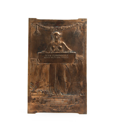 Bonhams : A rectangular bronze presentation plaque by Sir Hamo Thornycroft, dated 1919