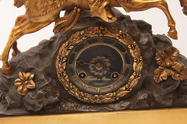 Bonhams : A mid-19th century French ormolu and bronze mantel clock The ...