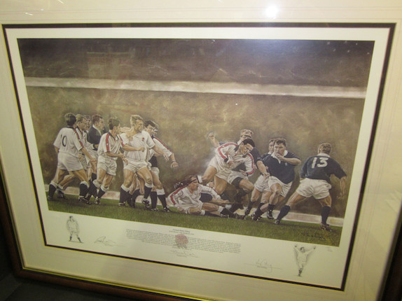 Bonhams : Stephen Doig England rugby limited edition hand signed prints