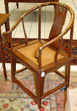 Bonhams : A pair of Huanghuali brass bound chairs,