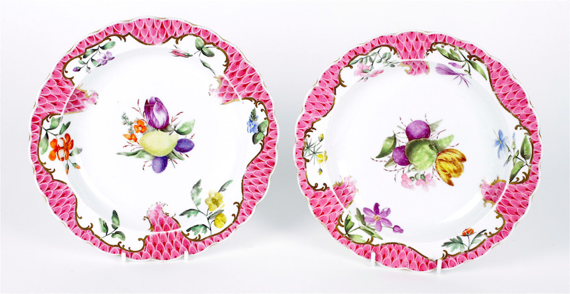 Bonhams : A pair of Derby plates, late 18th century
