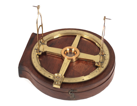 Bonhams A Troughton And Simms Brass Circular Protractor In Case