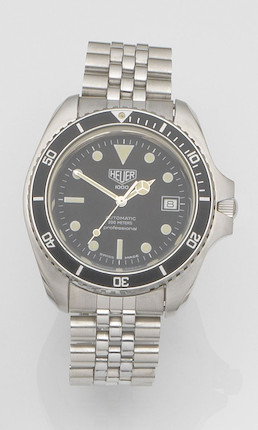 Bonhams : Heuer. A stainless steel automatic bracelet watch Diver 1000 ...