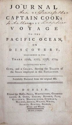 Bonhams : COOK (JAMES) RICKMAN (JOHN) Journal of Captain Cook's last ...