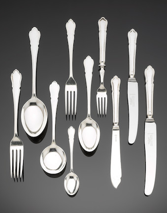 Bonhams : A silver Du Barry pattern table service of flatware By Mappin ...