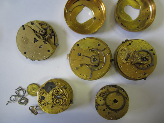 Bonhams : A lot of five interesting and various pocket watch movements