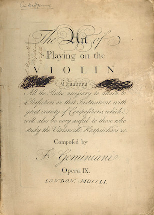 Bonhams : MUSIC - GEMINIANI (FRANCESCO) The Art of Playing on the ...