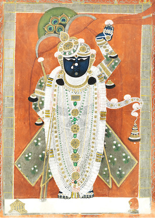 Bonhams : Krishna as Sri Nath-Ji in a temple alcove Nathdwara, Kotah ...