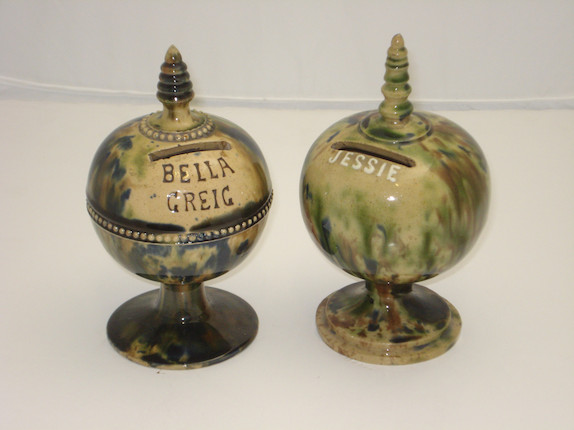 Bonhams : Two Scottish pottery money boxes Early/mid 19th century