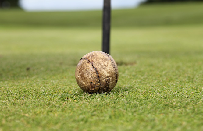 Bonhams : A small un-named feather golf ball circa early 1840s