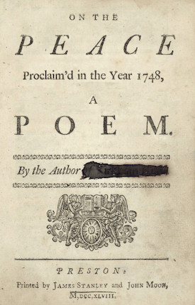 Bonhams : LANCASHIRE IMPRINTS On the Peace Proclaim'd in the Year 1748 ...