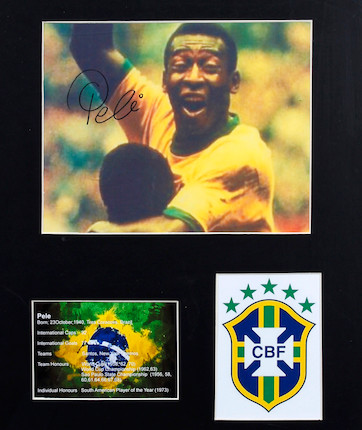 Bonhams : Pele hand signed print and picture