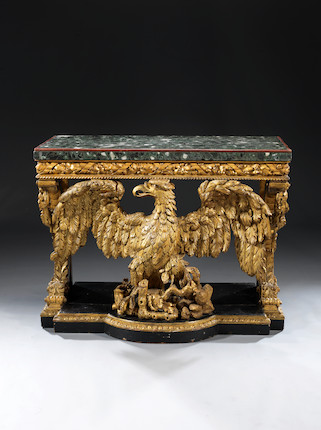 Bonhams : A pair of George II style carved giltwood console tables in ...
