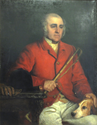 Bonhams : English School, (19th century) Portrait of a seated huntsman ...