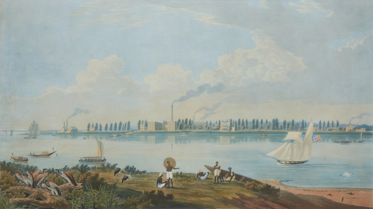 Bonhams : CALCUTTA View of the Works at Fort Gloster, on the River ...