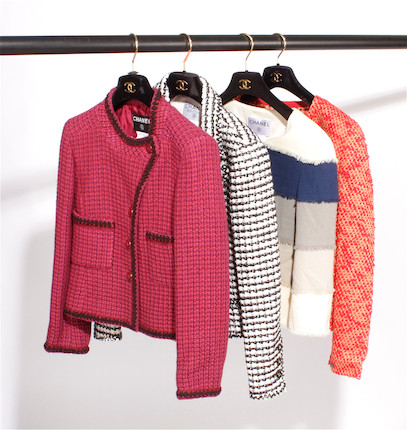 Bonhams : A group of four Chanel jackets and one matching top