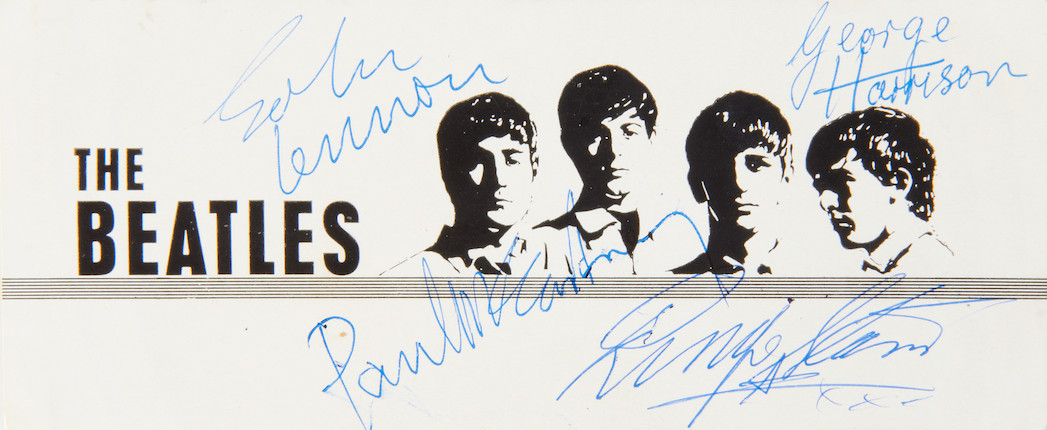 Bonhams : The Beatles An autographed promotional card and other ...