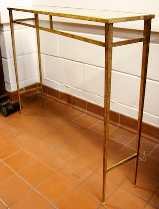 Bonhams : A modern gilt painted metal narrow side table,