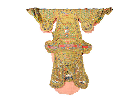 Bonhams : A Chinese embroidered silk ceremonial armour covering, 19th ...