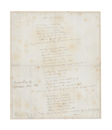 Bonhams : BROWNING, ELIZABETH BARRETT (1806-1861), AUTOGRAPH MANUSCRIPT ...