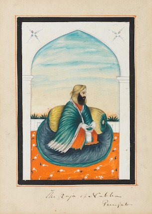 Bonhams : Four watercolours depicting Sikh notables Rajah Dhian Singh ...