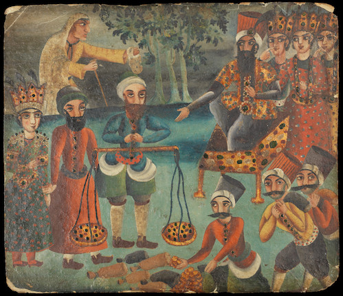 Bonhams : Four scenes from Persian literature and history Majnun in the ...