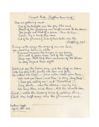 Bonhams : SASSOON, SIEGFRIED (1886-1967) AUTOGRAPH MANUSCRIPT OF HIS ...