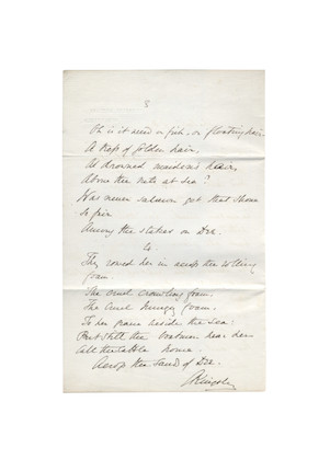 Bonhams : KINGSLEY, CHARLES (1819-1875) AUTOGRAPH MANUSCRIPT OF HIS ...