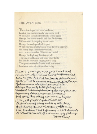 Bonhams : FROST, ROBERT (1874-1963, American poet) AUTOGRAPH MANUSCRIPT ...