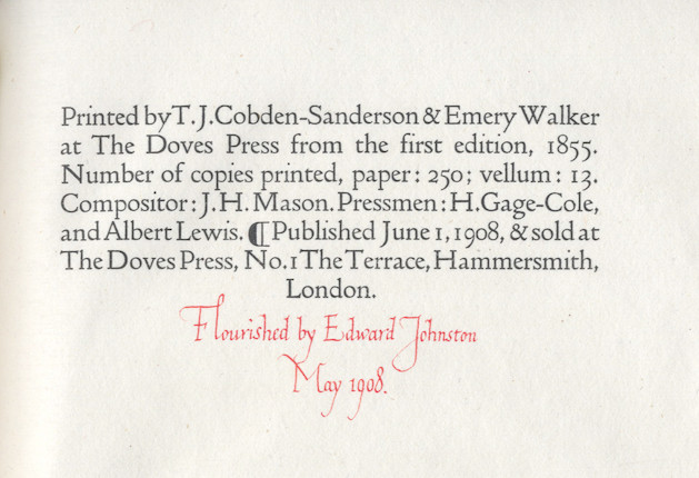 Bonhams : DOVES PRESS - BROWNING (ROBERT) Men & Women, 2 vol., LIMITED ...