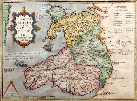 Bonhams : Humphrey Lhuyd (British, 1527-1568) Cambriae Typus A map of ...