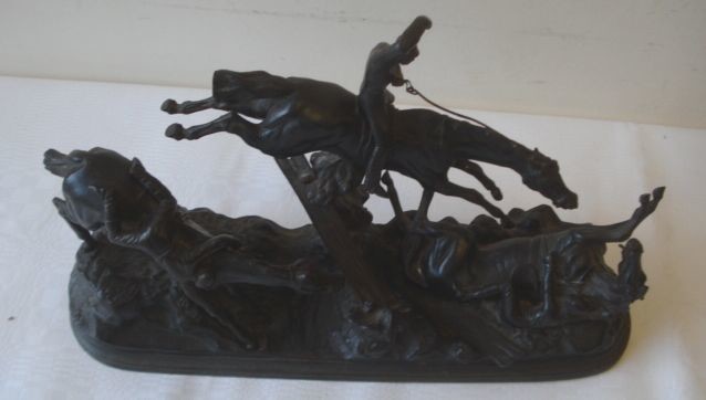 bonhams-a-19th-century-bronzed-cast-iron-figure-group-depicting-three-horseman-one-taking-a