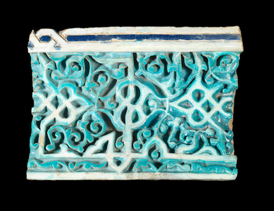 Bonhams : A Timurid carved pottery Tile Samarkand, late 14th Century