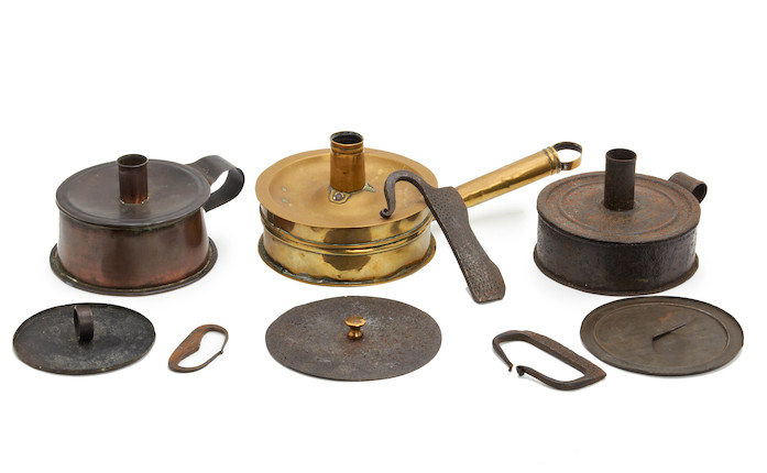 Bonhams : Three late 18th century sheet metal tinder-box candlesticks ...