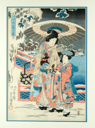 Bonhams : A collection of four woodblock prints, Utagawa Toyokuni III ...