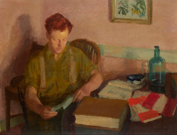 Bonhams : Robert Buhler, R.A. (British, 1916-1989) Soldier reading